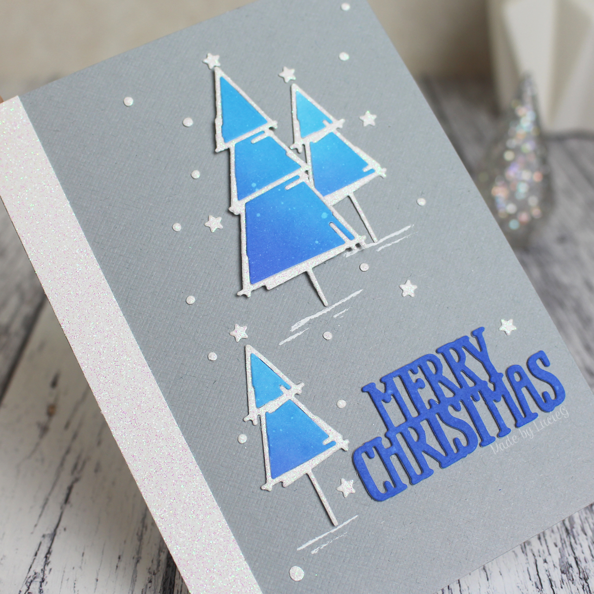Blue Christmas trees | LucieG Cards